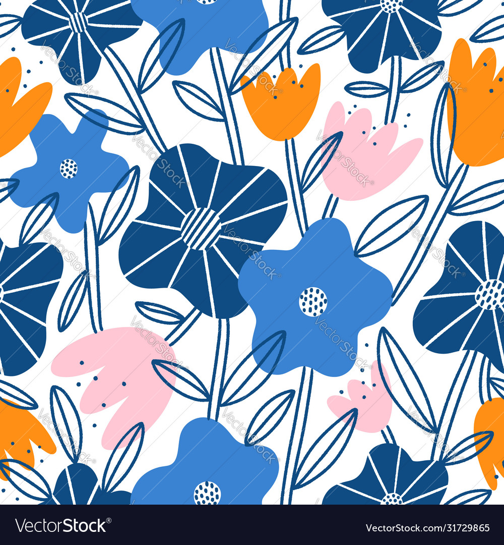 Abstract flower garden seamless pattern Royalty Free Vector