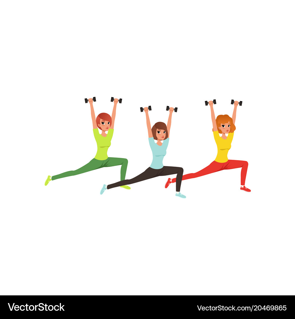 Cartoon women doing exercise with dumbbells butt Vector Image
