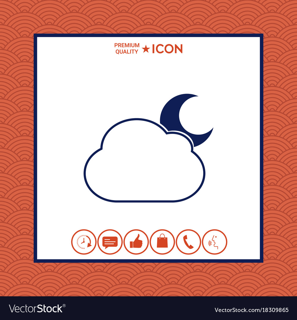 Cloud moon symbol - ico Royalty Free Vector Image