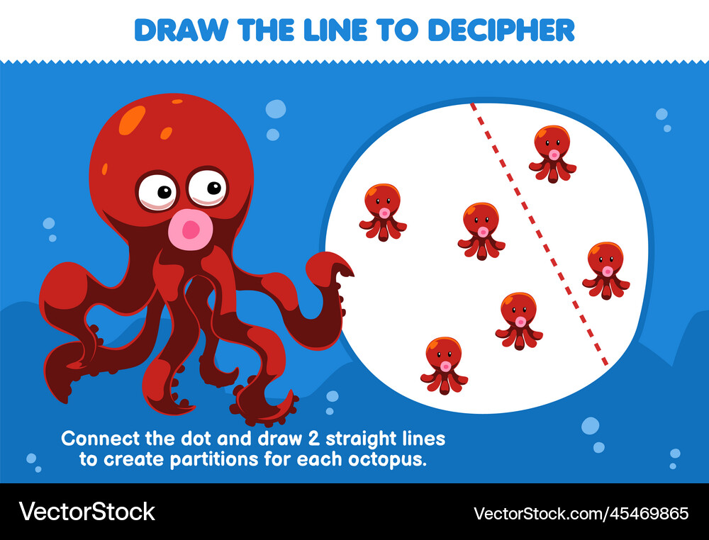 Education game for children help octopus draw the Vector Image