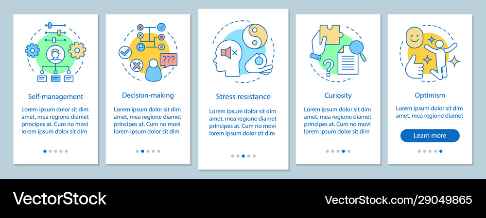 Leader and management skills onboarding mobile Vector Image