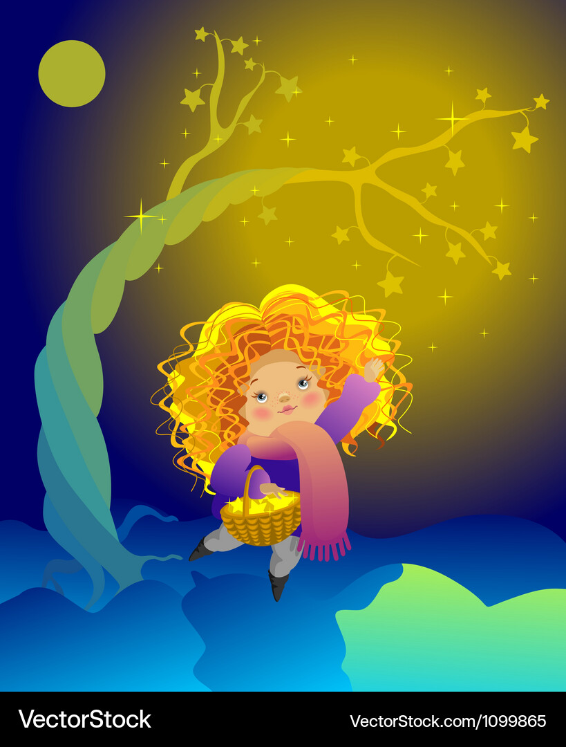 Little girl and the magic tree Royalty Free Vector Image