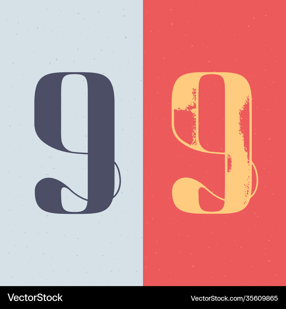 Number nine logo serif style set with elegant Vector Image