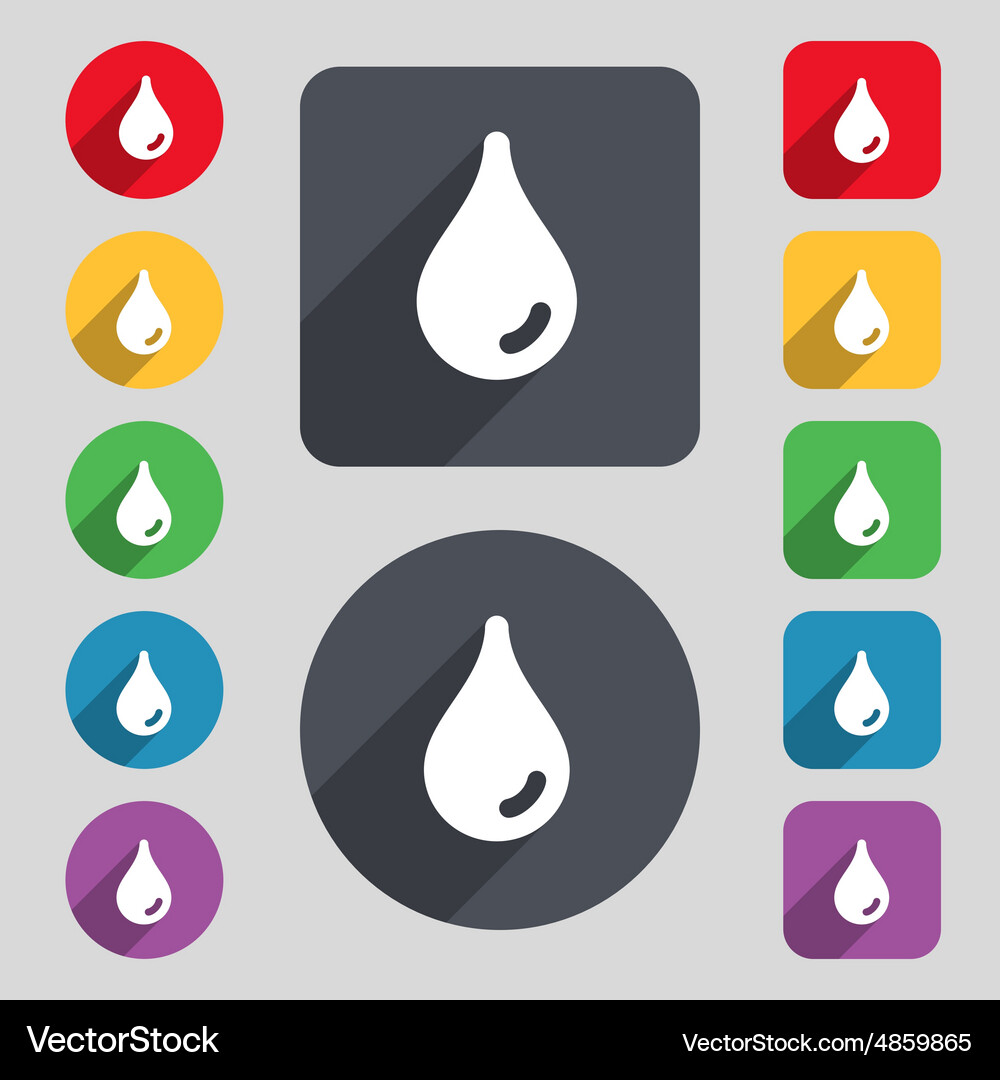 Water drop icon sign a set 12 colored buttons Vector Image
