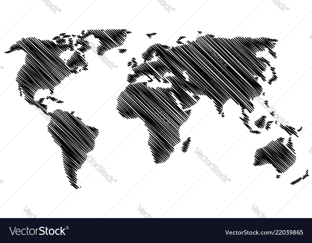 World map - scribble Royalty Free Vector Image