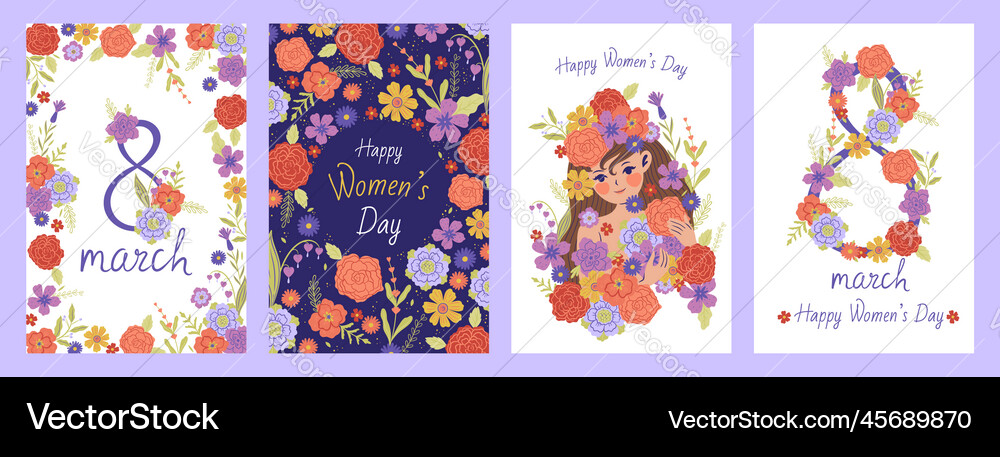 A set of postcards for the eighth march Royalty Free Vector