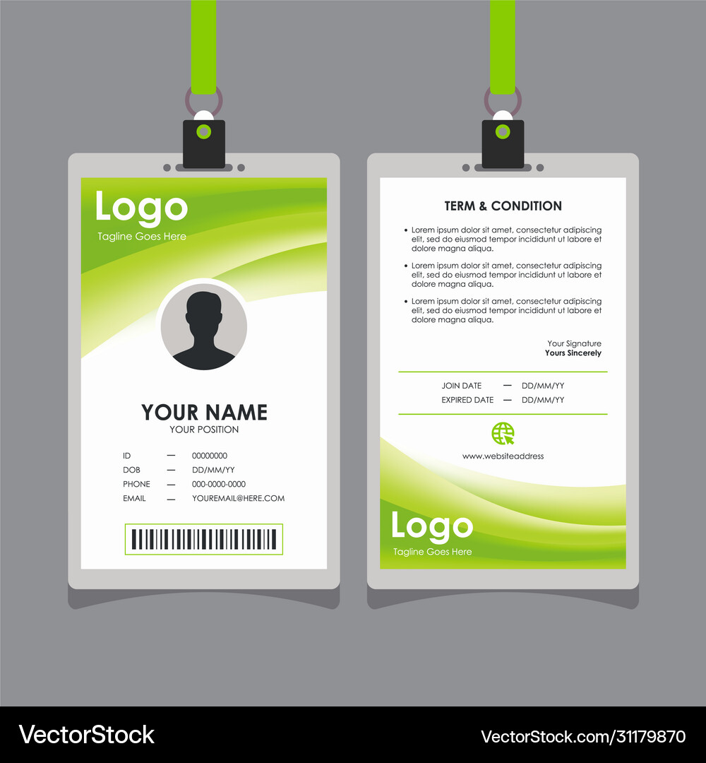 Abstract soft natural green wave id card design Vector Image