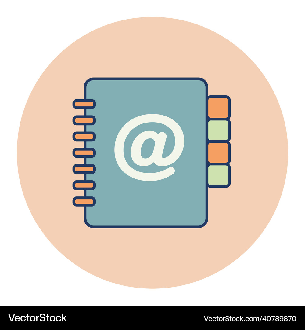 Address book outline flat icon workspace sign Vector Image