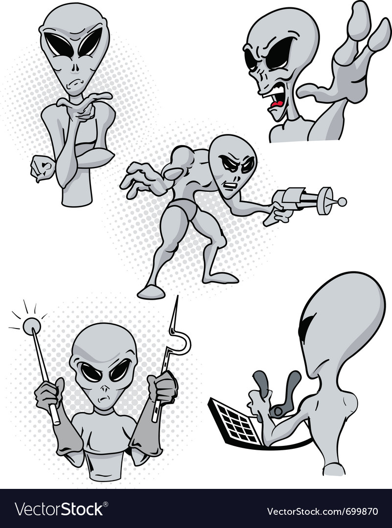 Alien action Royalty Free Vector Image - VectorStock
