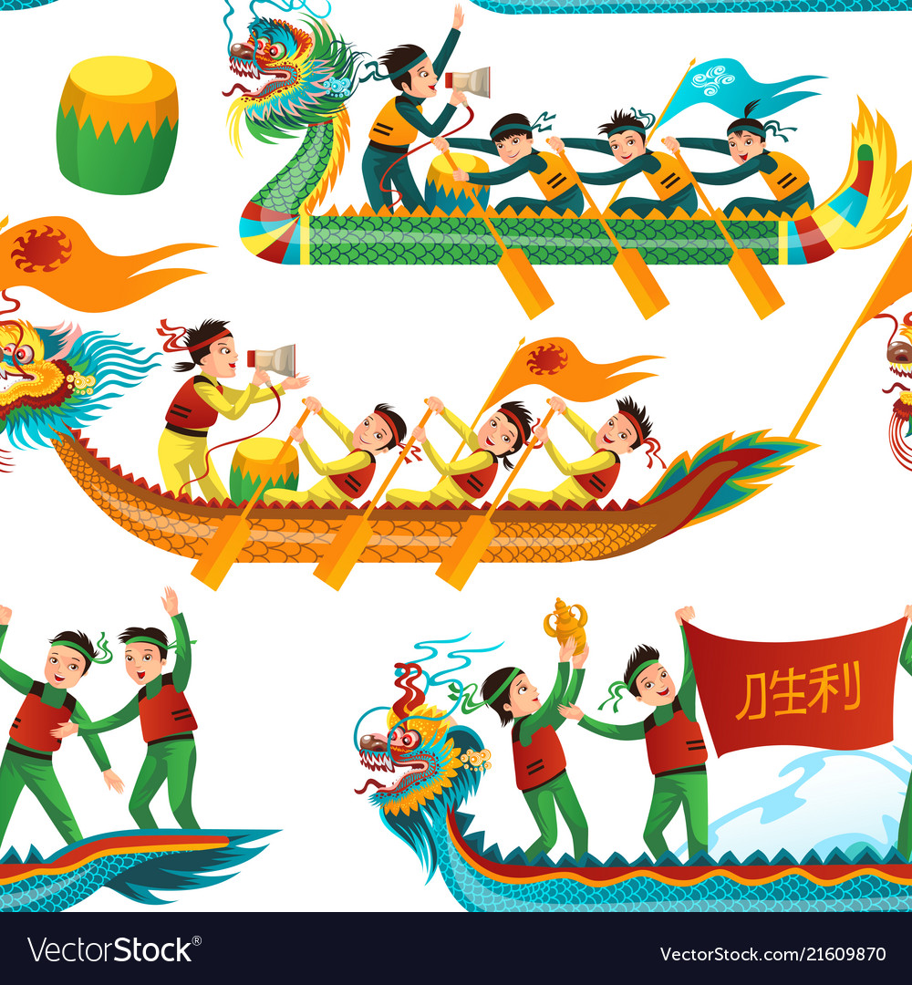 Dragons boats seamless pattern Royalty Free Vector Image Dragons boats seamless pattern Royalty Free Vector Image