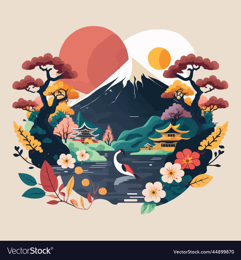 Fuji mount japan travel destination concept Vector Image