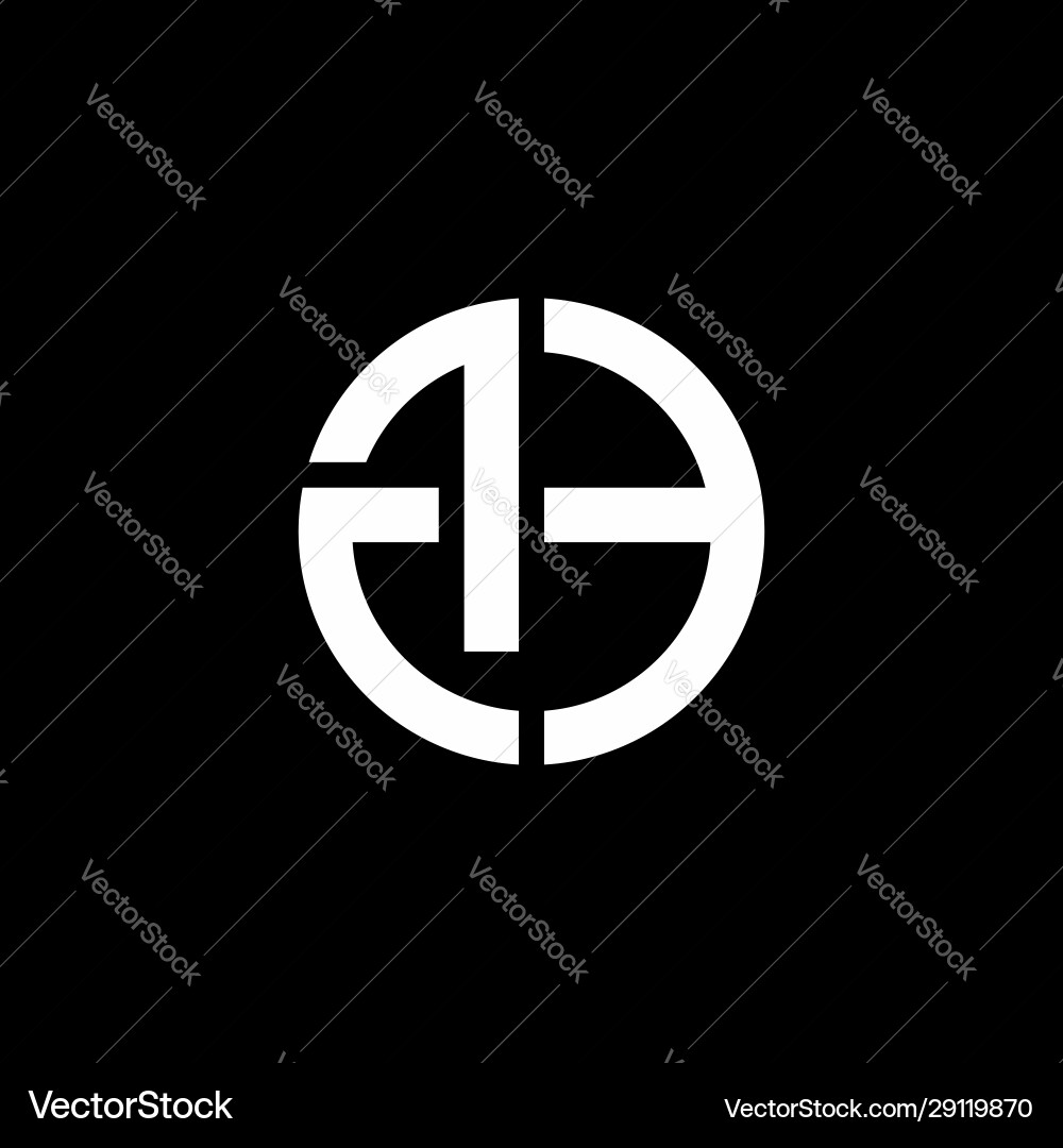 Ge monogram logo circle ribbon style design Vector Image