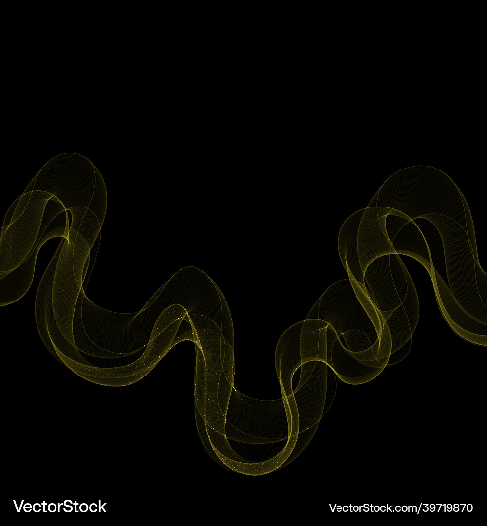 Gold shiny wave on a black background design Vector Image