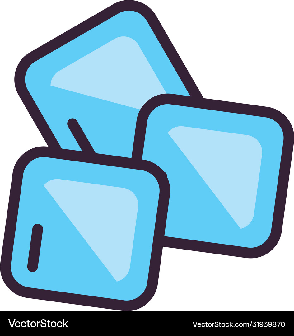 Ice cubes line and fill style icon design Vector Image