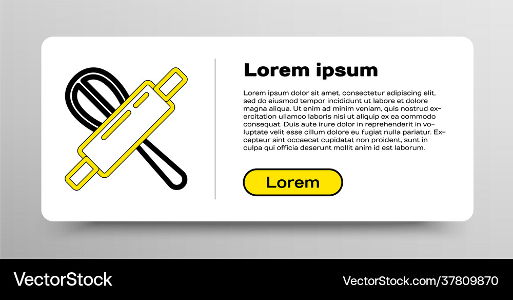 Line kitchen whisk and rolling pin icon isolated Vector Image