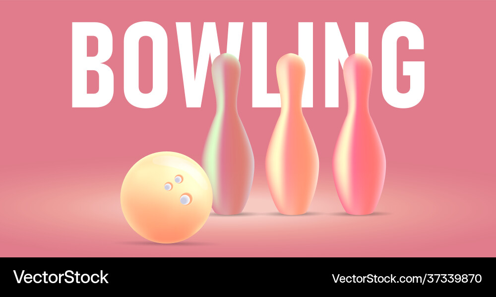 Modern 3d graphic three bowling pins and ball Vector Image
