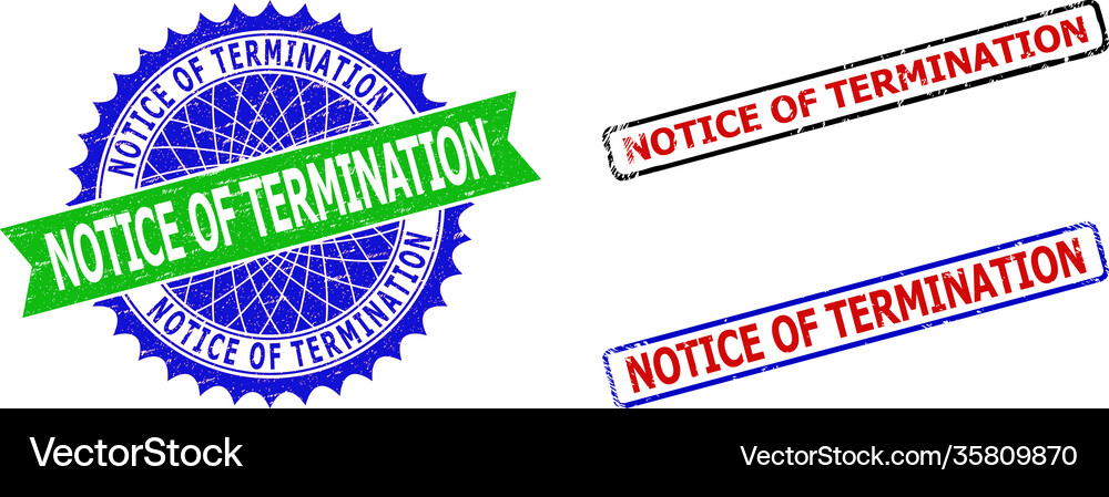 Notice of termination rosette and rectangle Vector Image