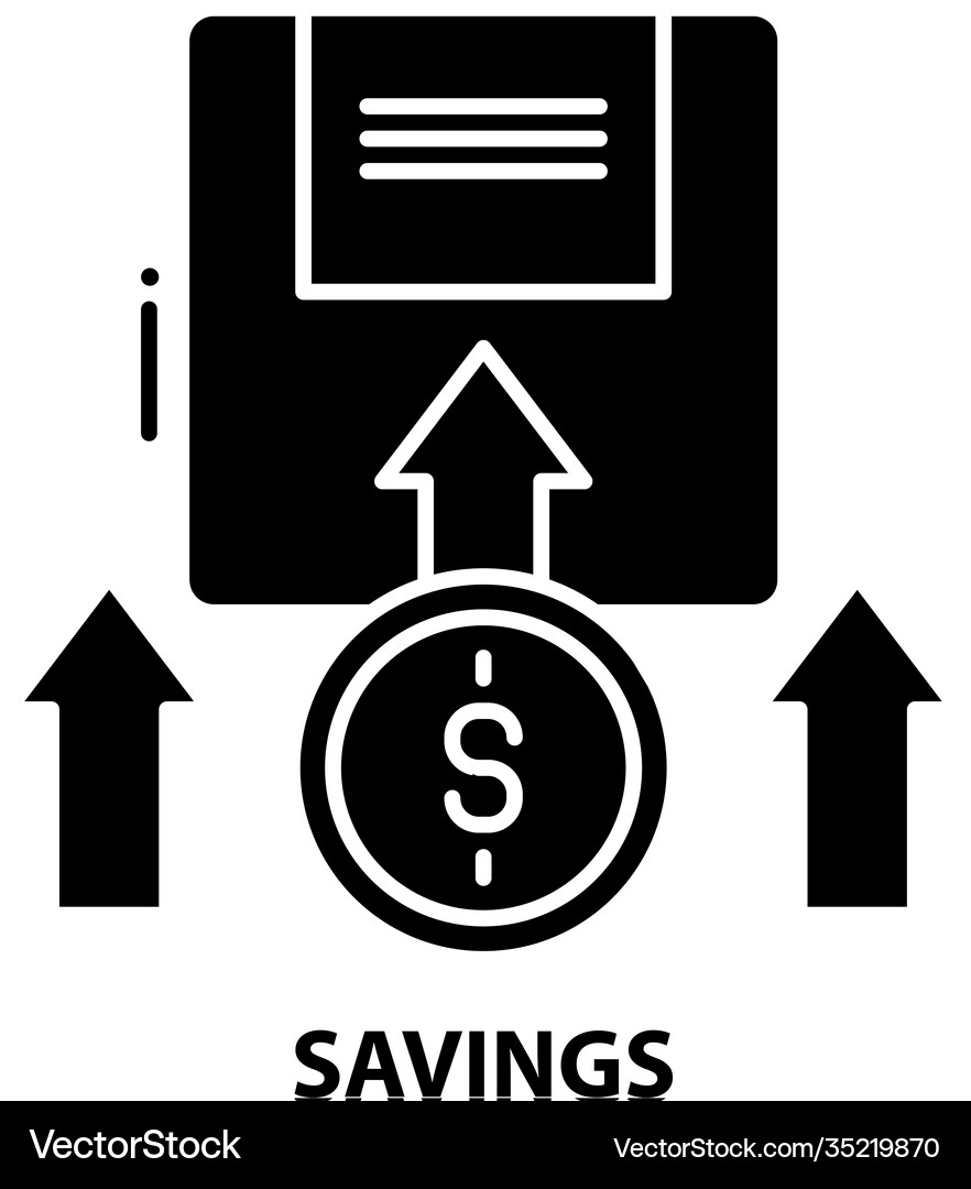Savings symbol icon black sign Royalty Free Vector Image