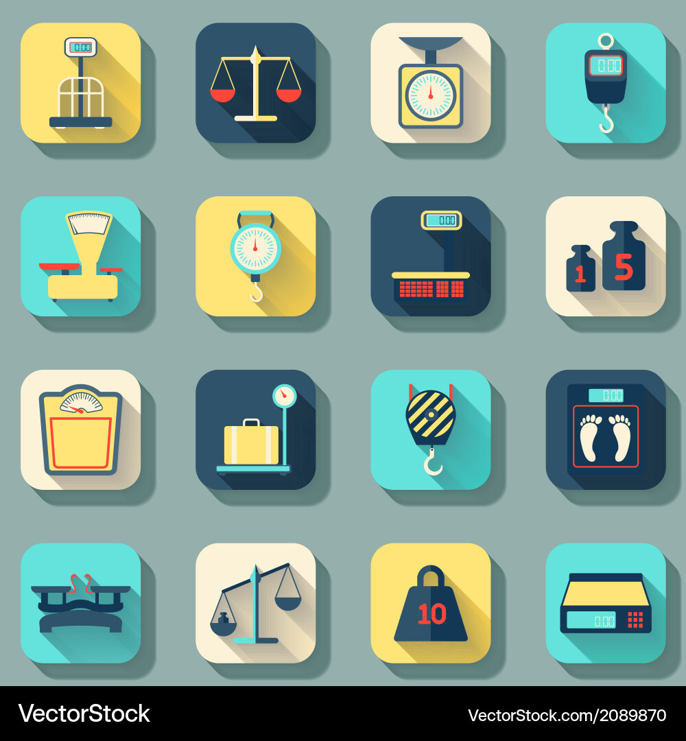 Scales weight icons flat Royalty Free Vector Image