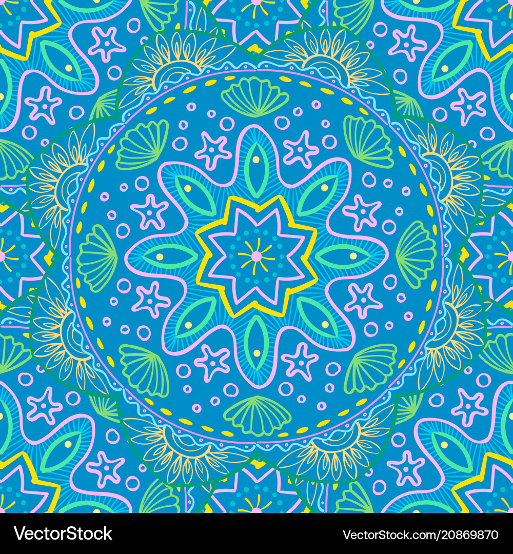 Seamless pattern with beach mandala ethnic Vector Image