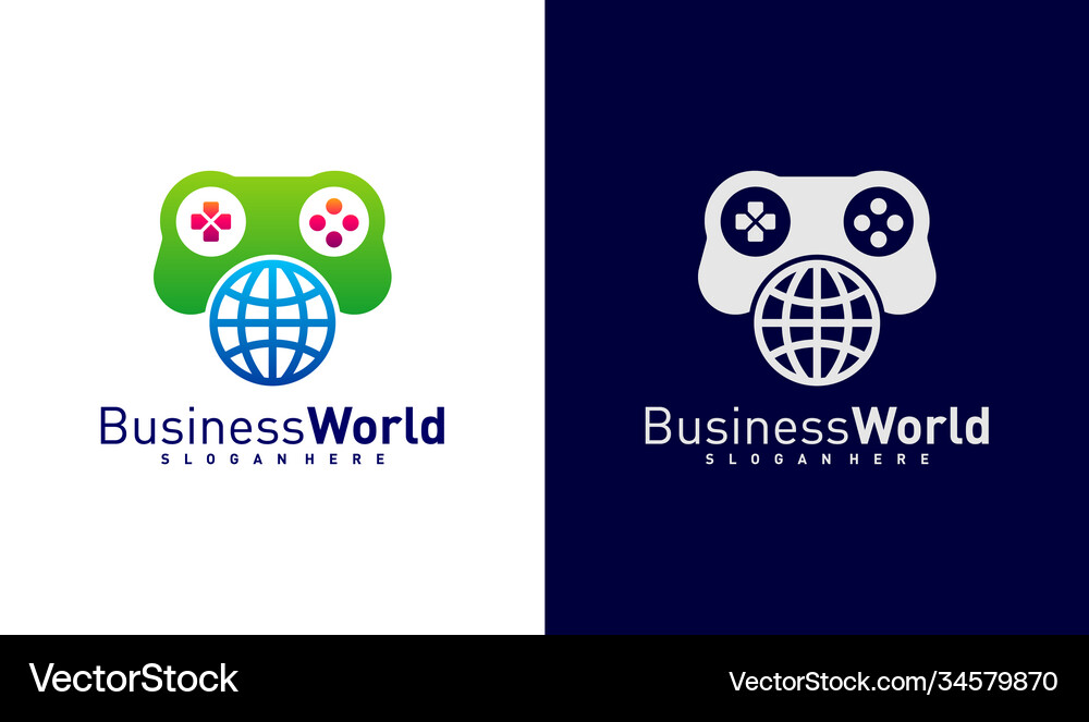 World game logo design colorful Royalty Free Vector Image