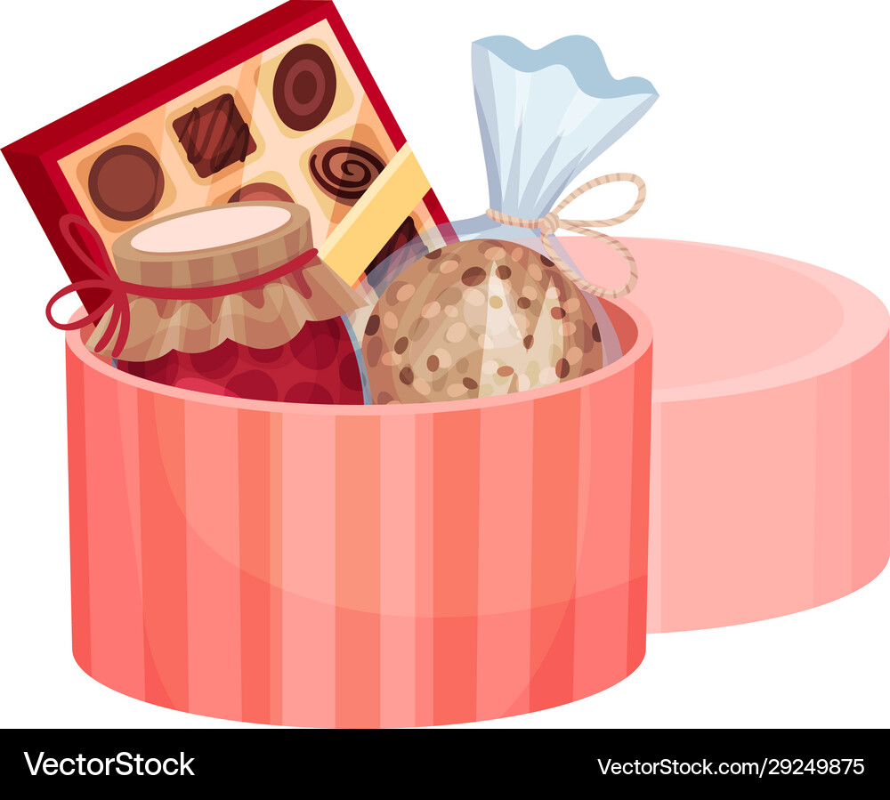 Carton gift box with box chocolate sweets Vector Image
