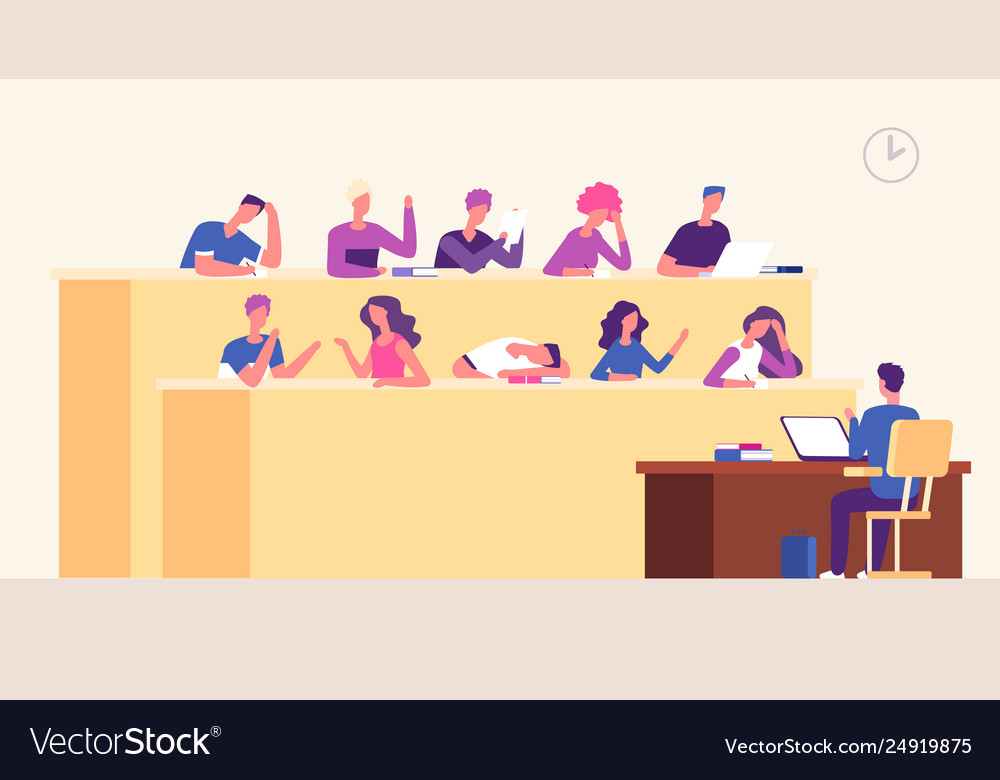 Lecture hall students lecturer in lecture room Vector Image