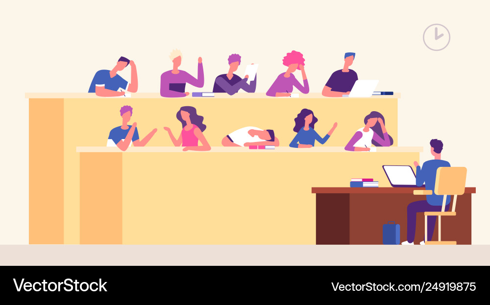 Lecture hall students lecturer in room Royalty Free Vector