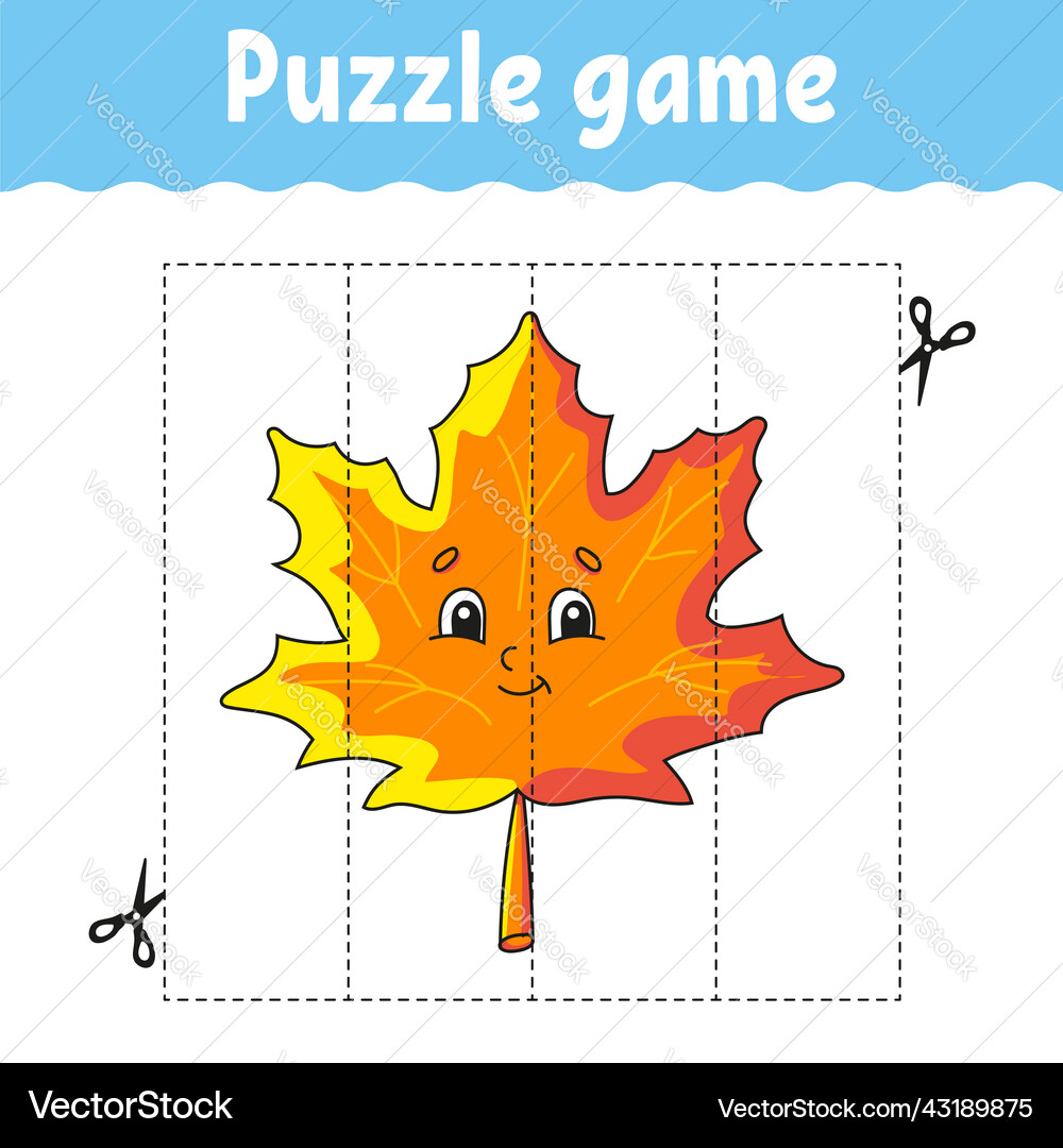 Puzzle game for kids cutting practice education Vector Image