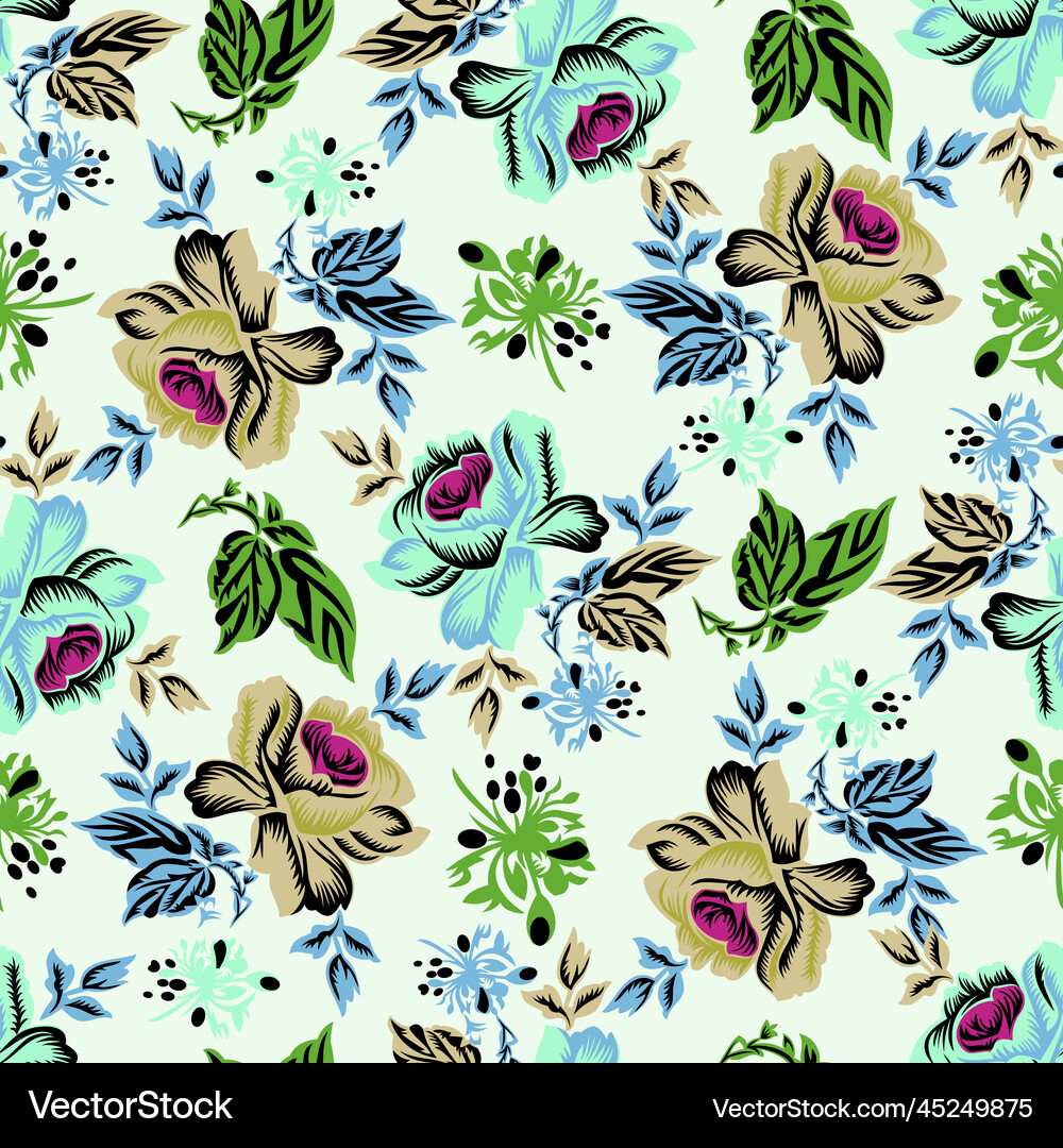 Rose vintage seamless pattern flower motif Vector Image