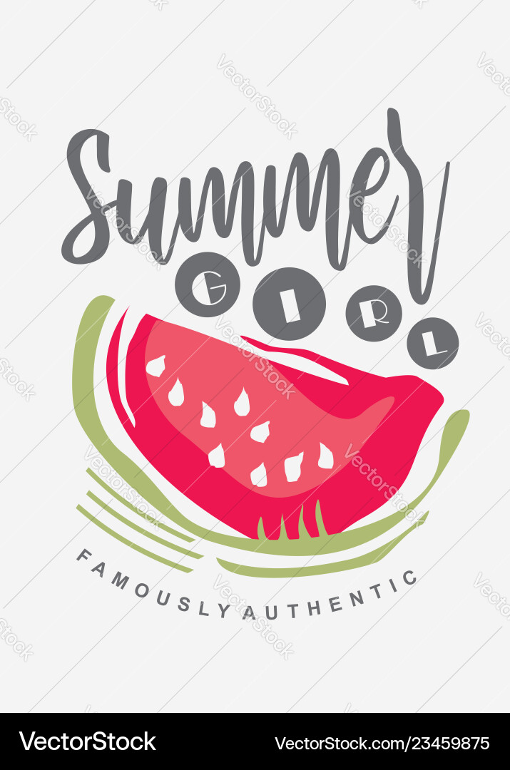 Tee shirt print template with watermelon graphic Vector Image