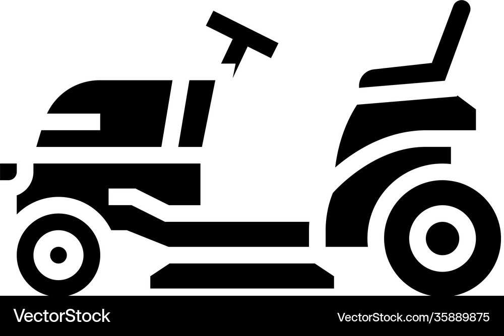 Tractor lawn mower glyph icon Royalty Free Vector Image