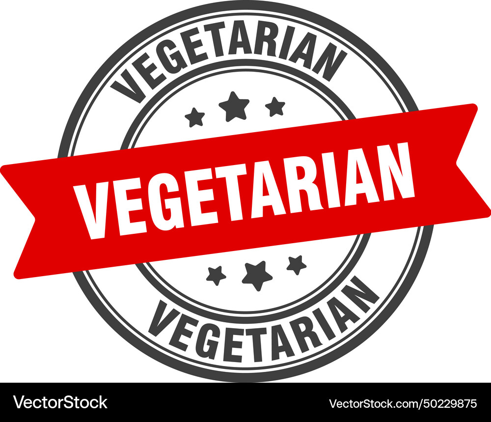 Vegetarian stamp label on transparent Royalty Free Vector