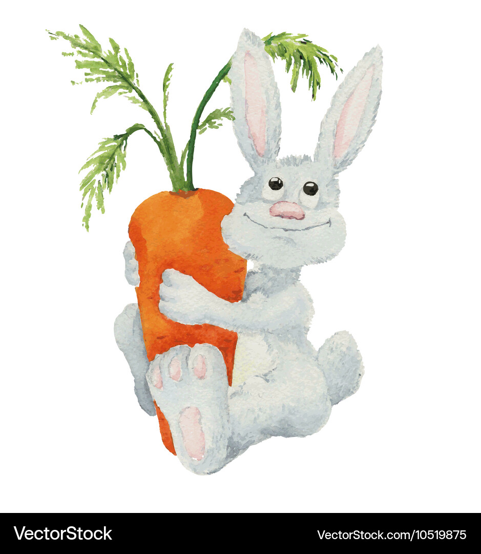 Watercolor cartoon rabbit Royalty Free Vector Image