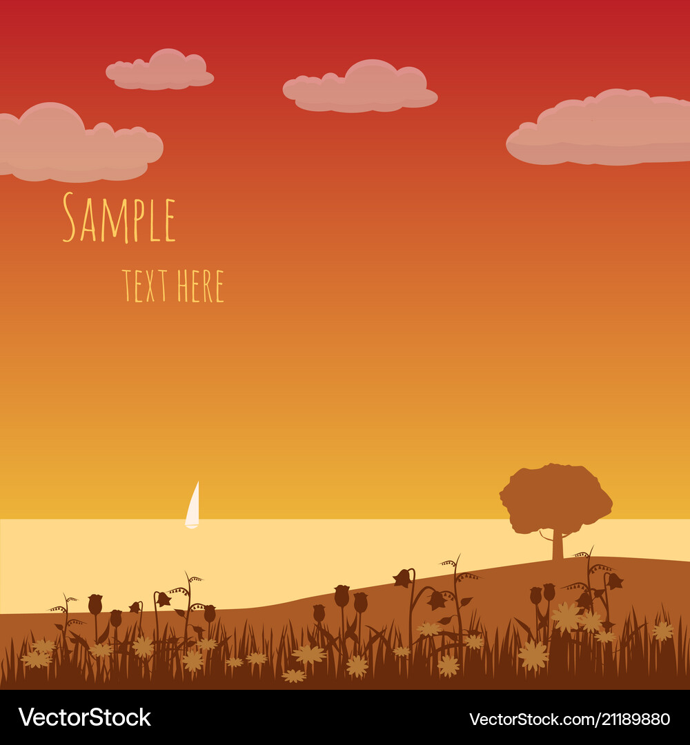 Autumn landscape sea ocean tree Royalty Free Vector Image