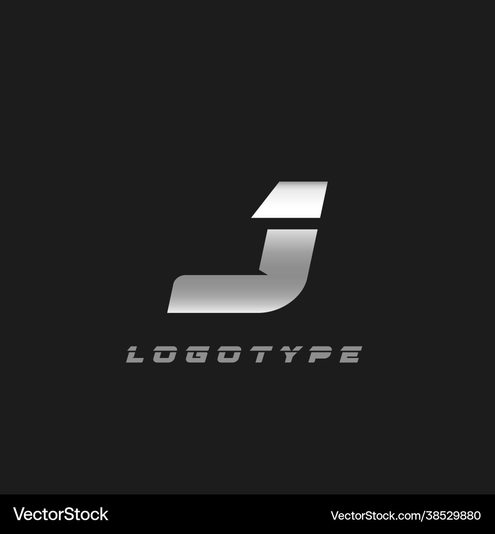 Blade silver letter j bold italic cropped Vector Image