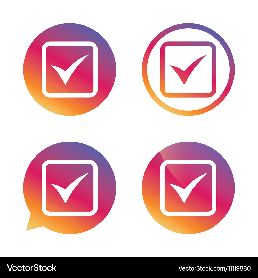 Check mark sign icon yes square symbol Royalty Free Vector