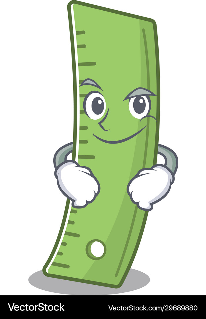 Cool ruler mascot character with smirking face Vector Image