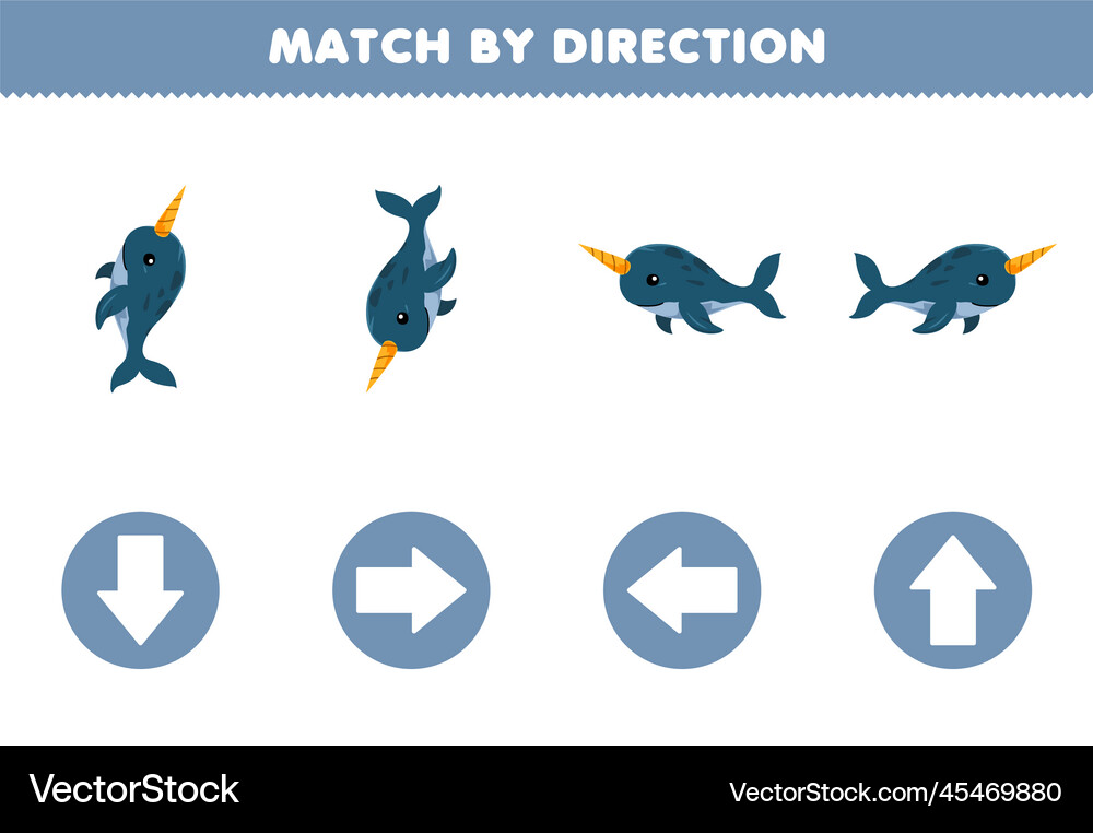 Education game for children match by direction Vector Image
