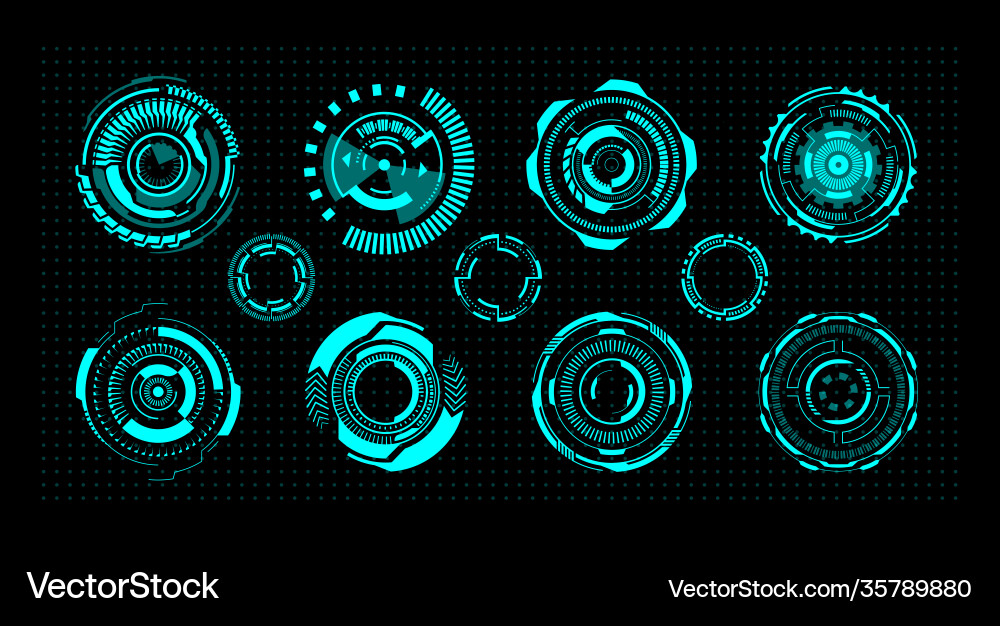 Hud circles futuristic digital ui round elements Vector Image