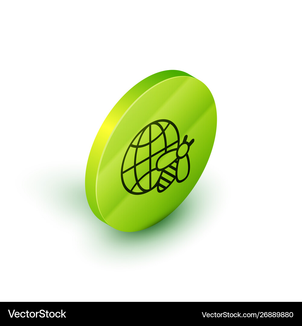 Isometric line honeycomb map world and bee Vector Image