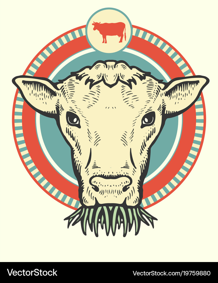 Label of cute bull Royalty Free Vector Image - VectorStock