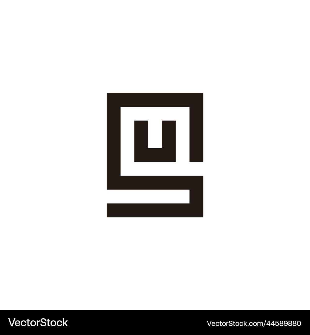Letter u in s square geometric symbol simple logo Vector Image