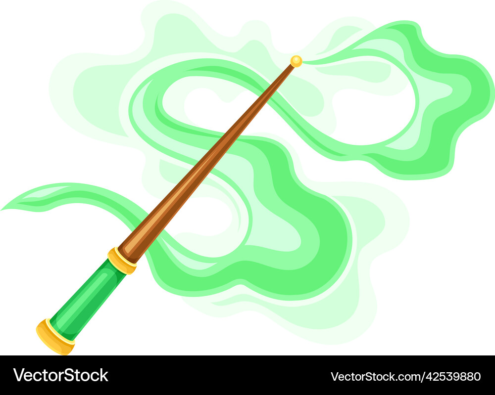 Magic wand with green swirl as magical object Vector Image