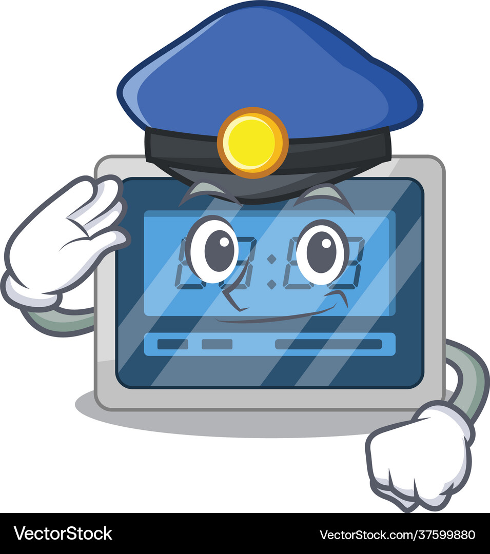 Police officer cartoon drawing digital timer Vector Image