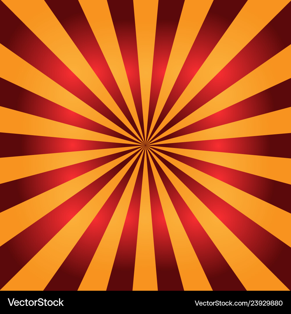Red and orange sunburst background radial rays Vector Image