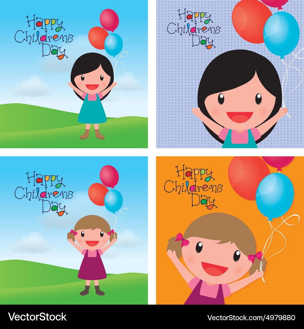 Set colored backgrounds with kids for children Vector Image