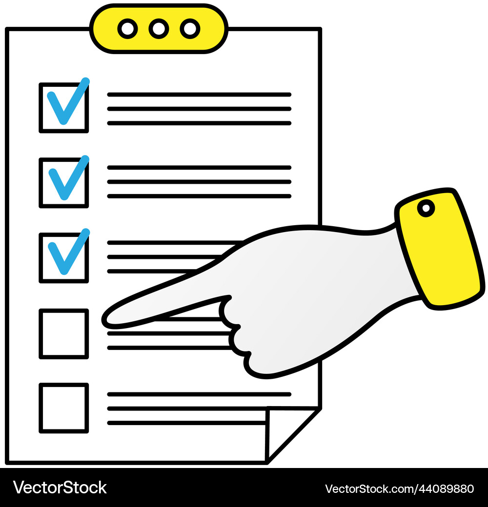 Survey paper checklist paperwork with hand Vector Image