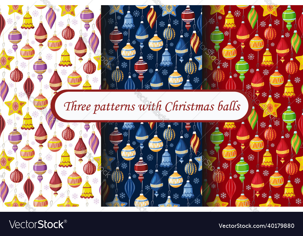 Three patterns with christmas balls Royalty Free Vector