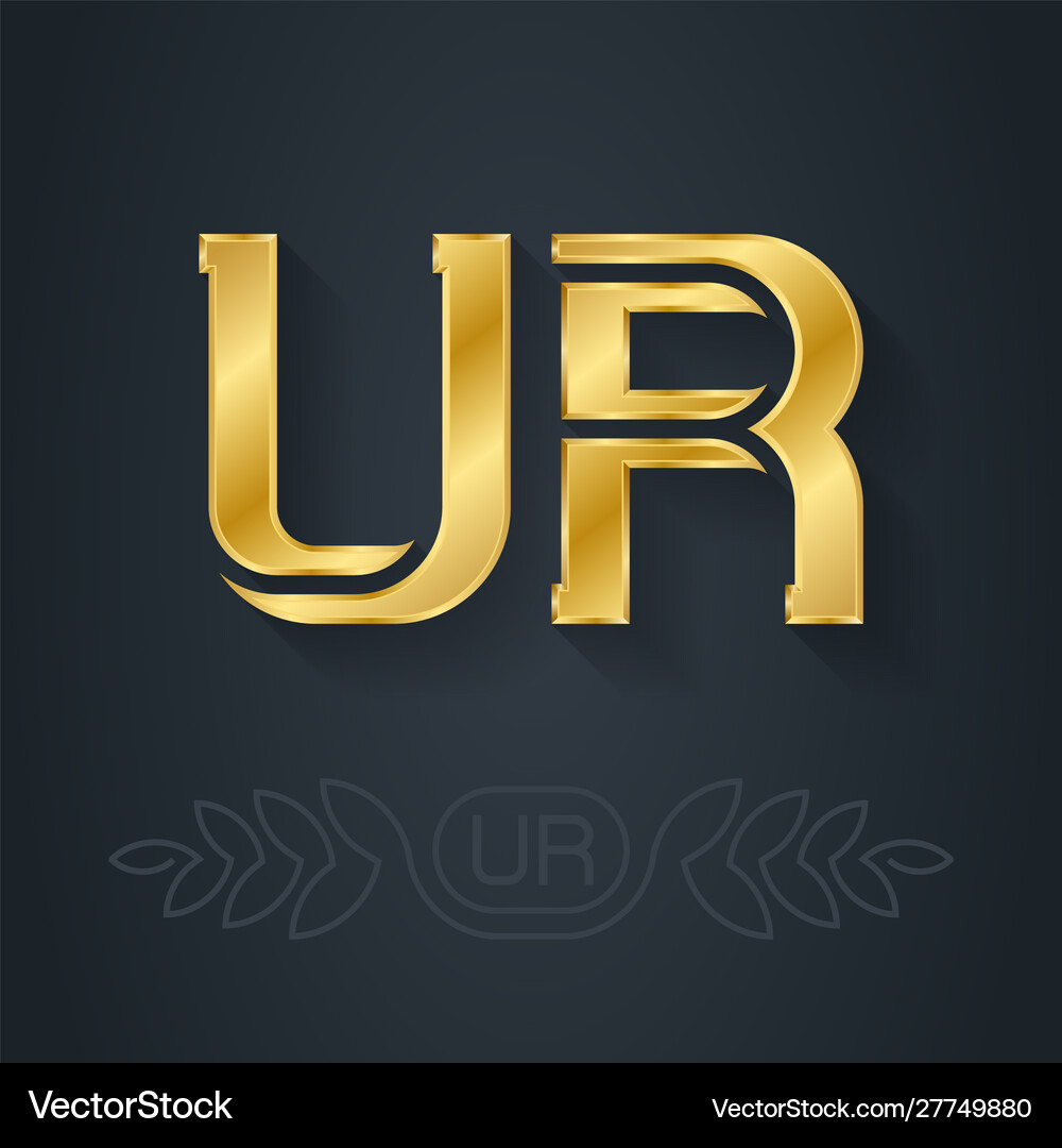 Ur - initials or golden logo u and r - metallic Vector Image